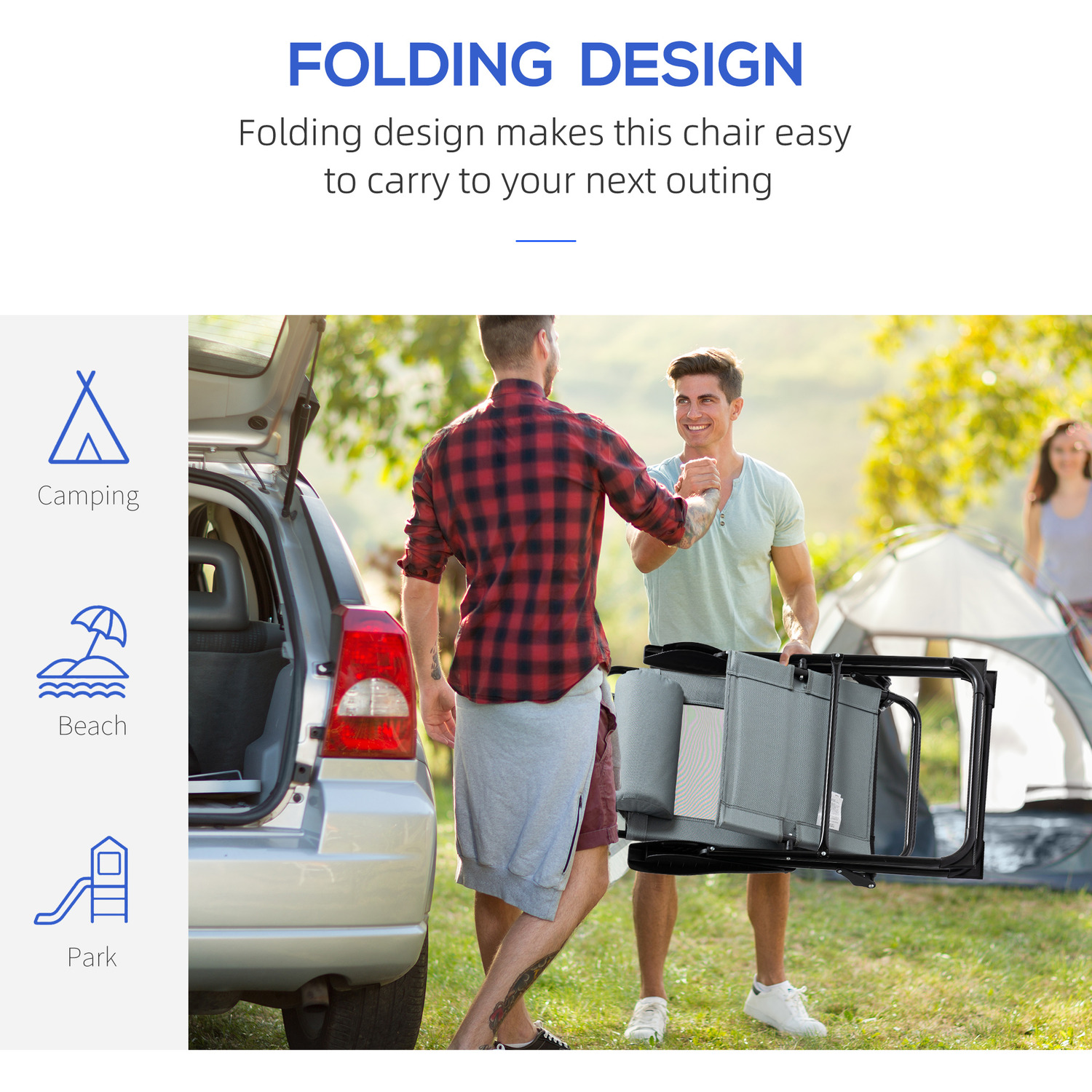 Set of 2 Portable Folding Recliner