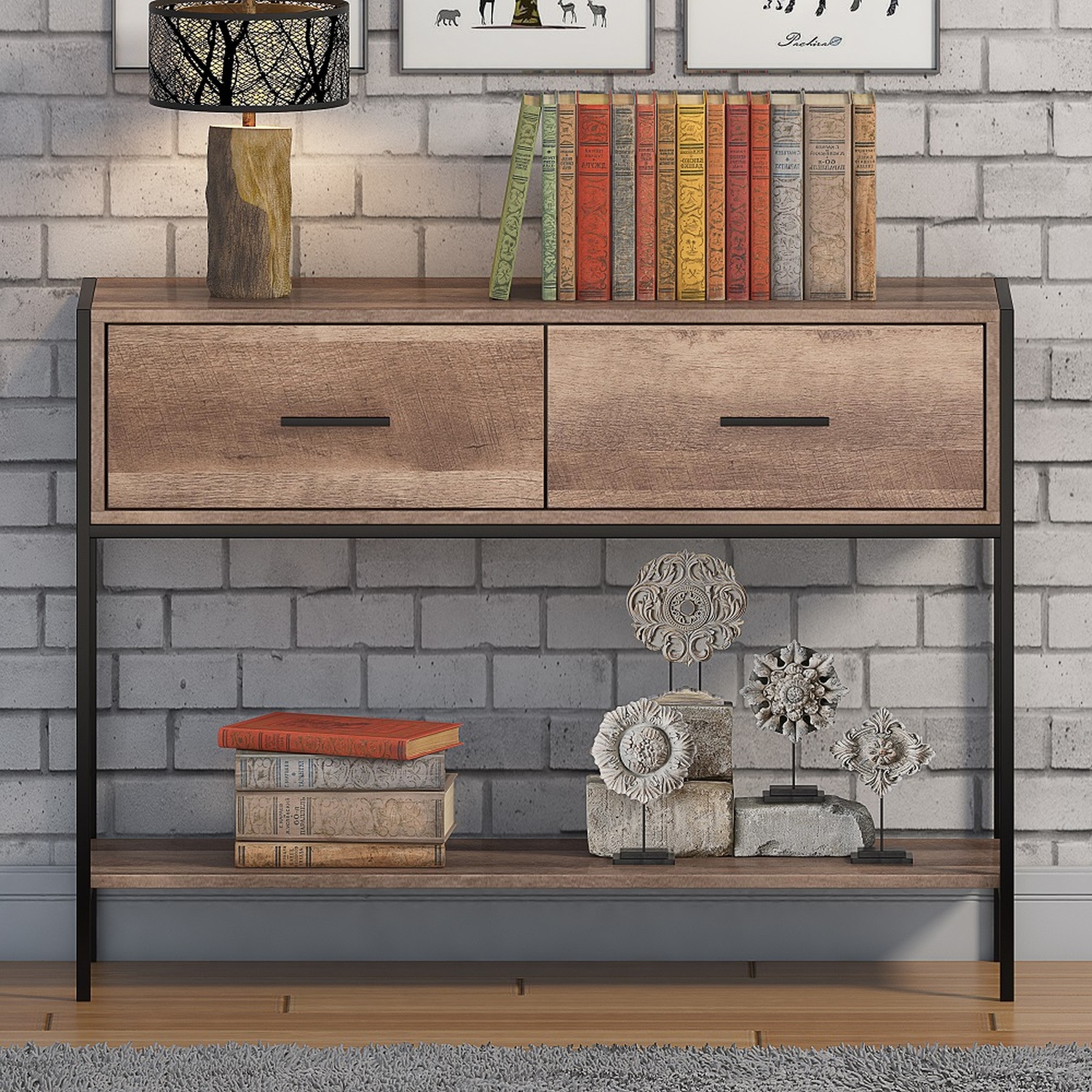 Industrial Inspired 2 Drawer Console Table