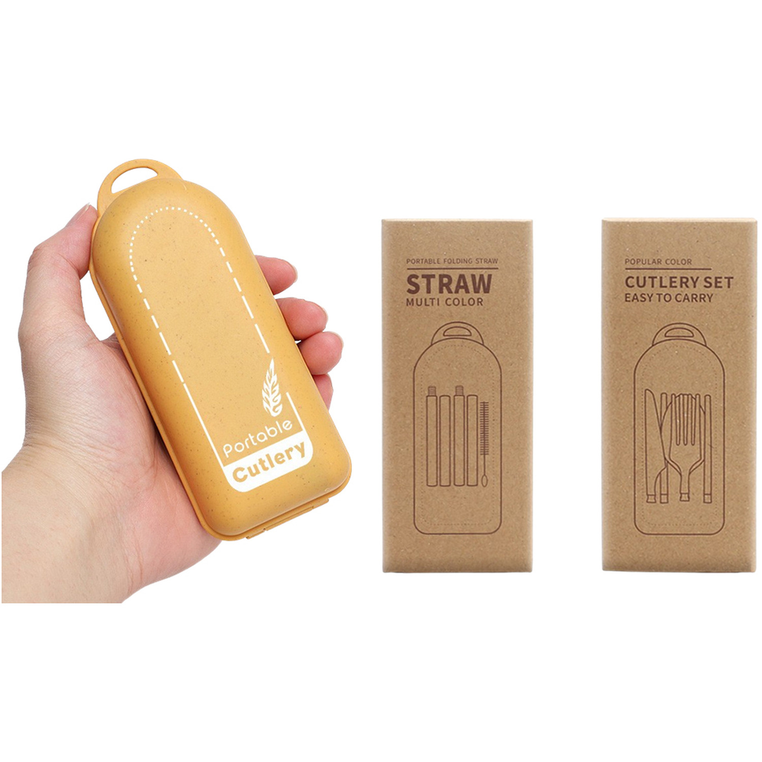 Wheat Straw Eco Reusable Portable Folding Cutlery Set