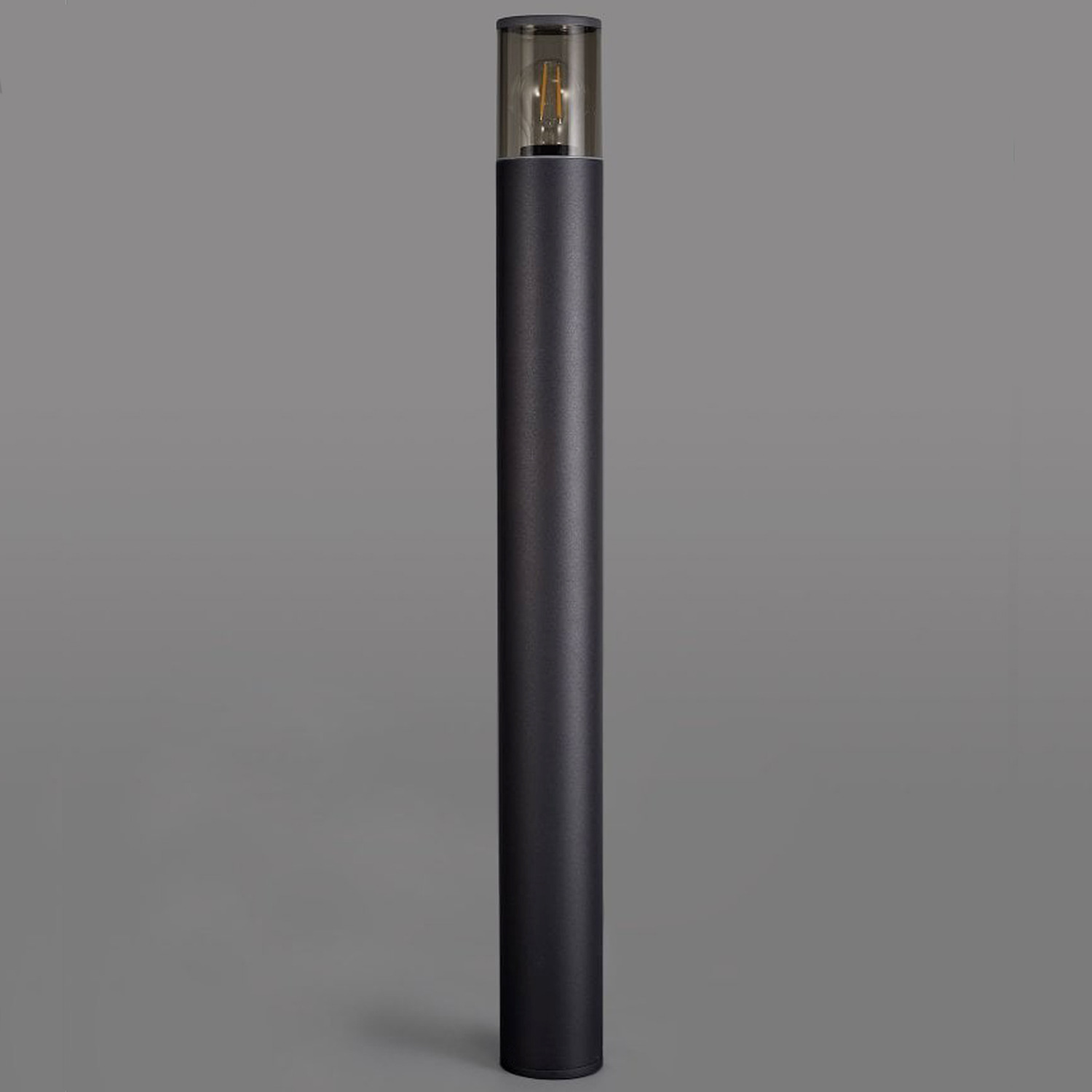 CGC BLUEBELL Black Outdoor Tall Post Light With Smoky Diffuser