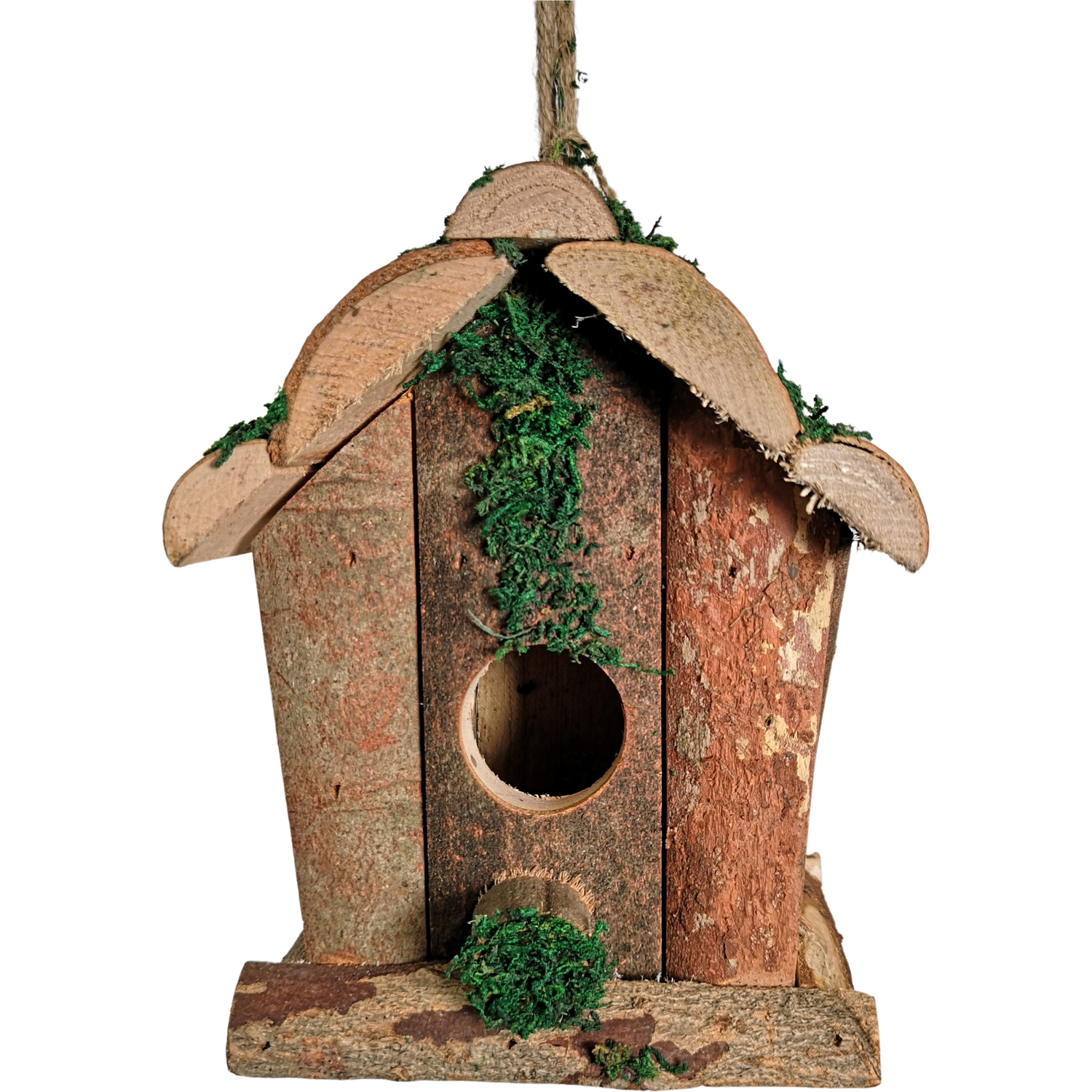 Wooden Square Log Garden Wild Bird Nest Box-32mm Entrance Hole