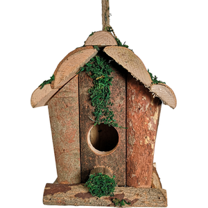 Wooden Square Log Garden Wild Bird Nest Box-32mm Entrance Hole