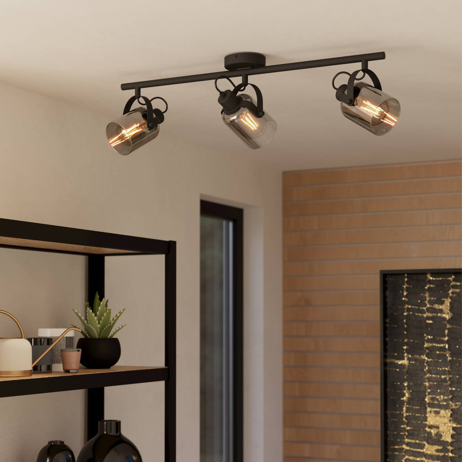 EGLO Berregas 3-Light Black-Transp Ceiling Light