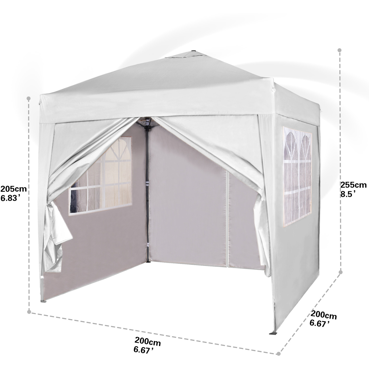 2X2 Pop up White Gazebo with Sides