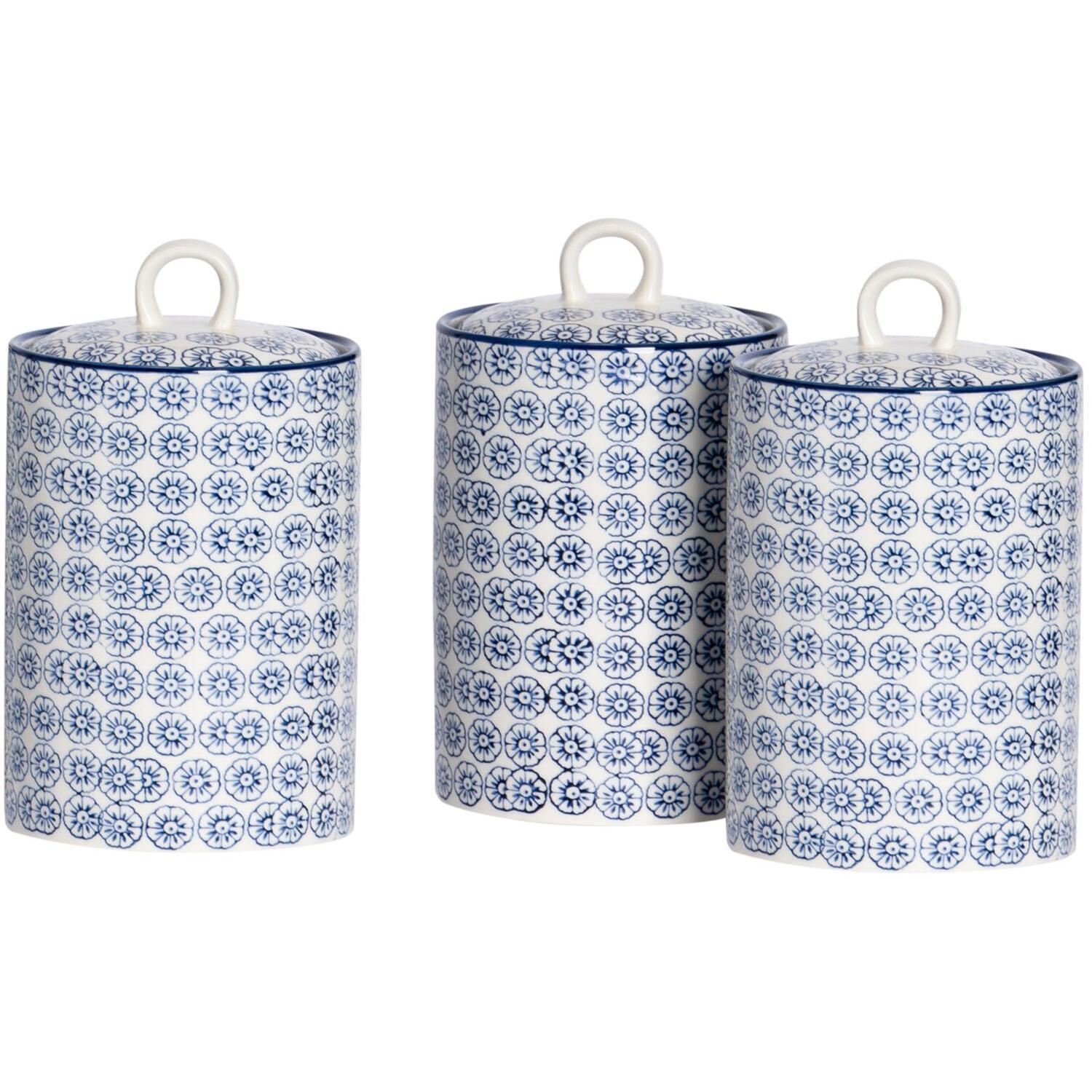 1 Litre Hand-Printed Kitchen Canister Navy