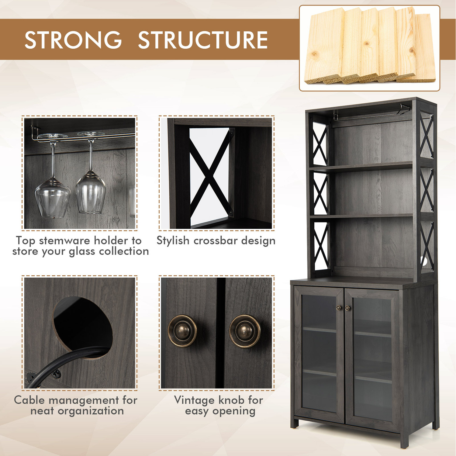 Tall Freestanding Bar Cabinet