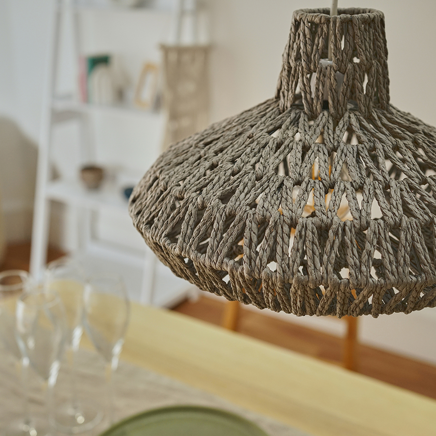 Natural Woven Grey Ceiling Pendant Light Shade Weave Rope Lampshade