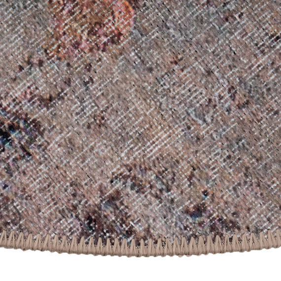 Pink Multicolour Distressed Abstract Non Slip Washable Area Rug