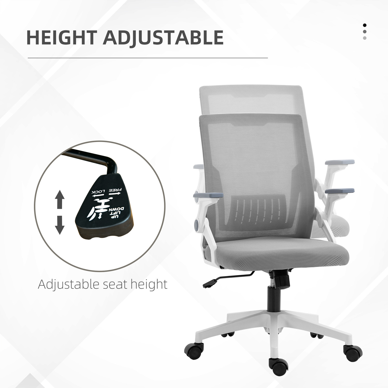 Office Chair with Lumbar Support Flip-up Arm Adjustable Height