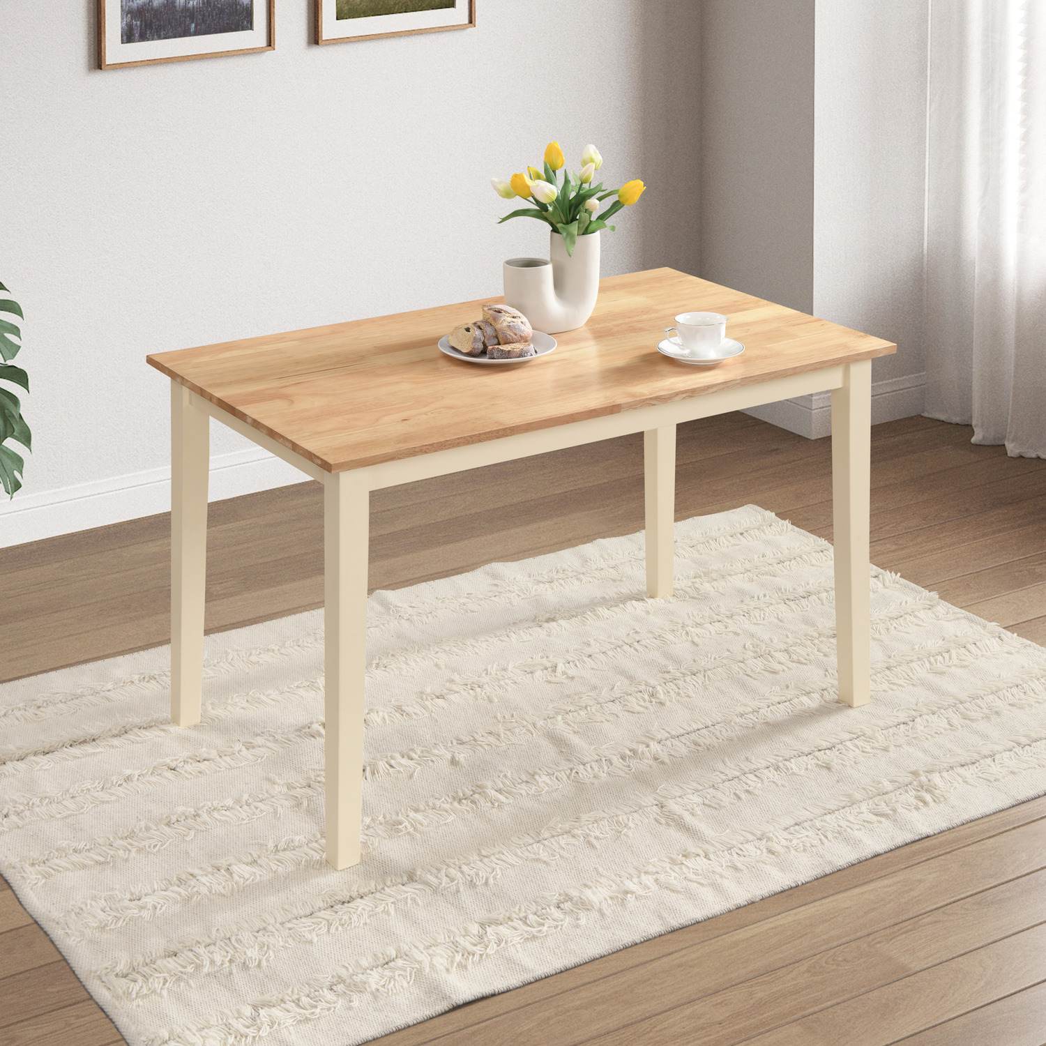 Salcombe Oak Small Kitchen Dining Table Rectangular Cream Legs Salcombe Oak Small Kitchen Dining Table Rectangular Cream Legs