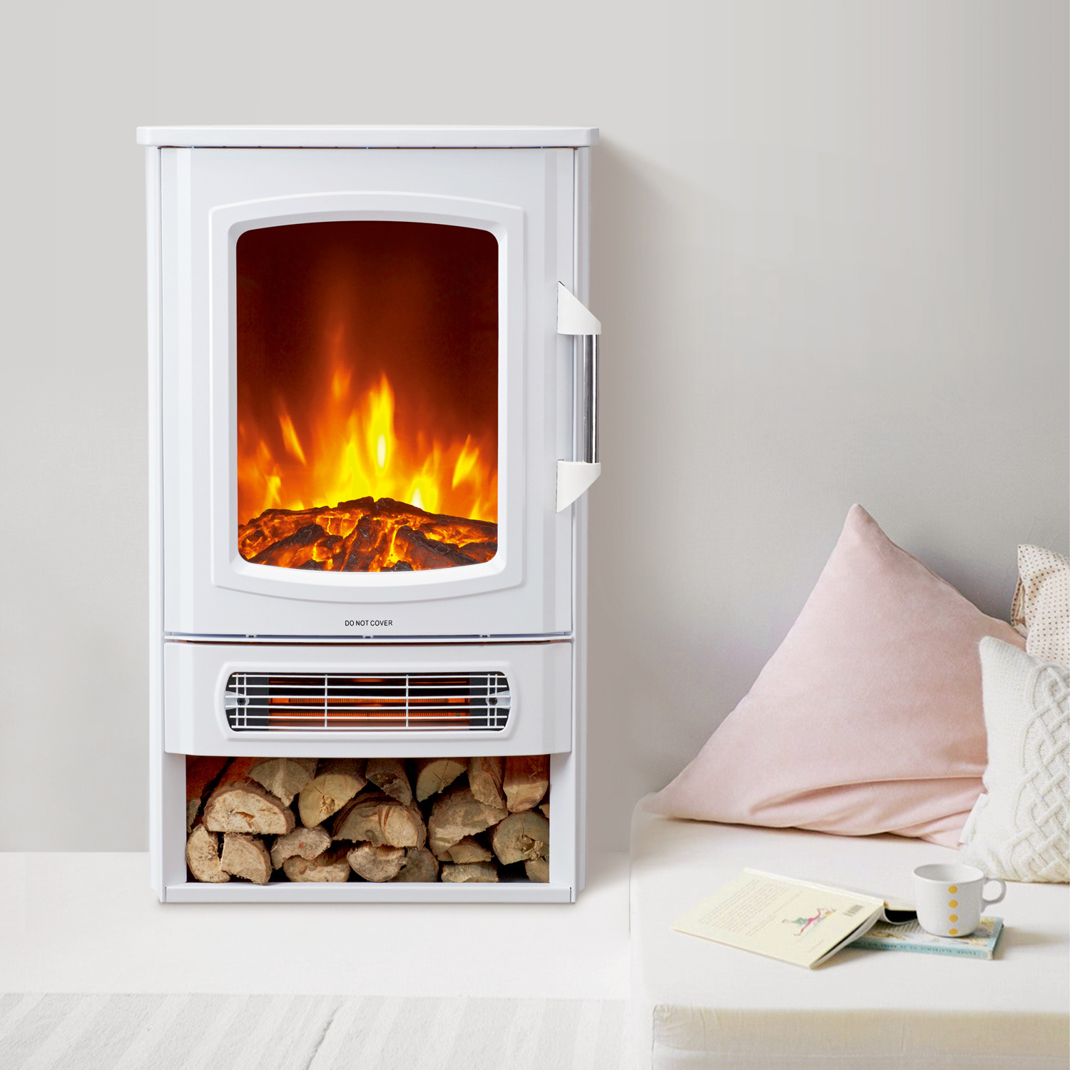 Neo 1000W 2000W Electric Heater With Realistic Flame and Log Store