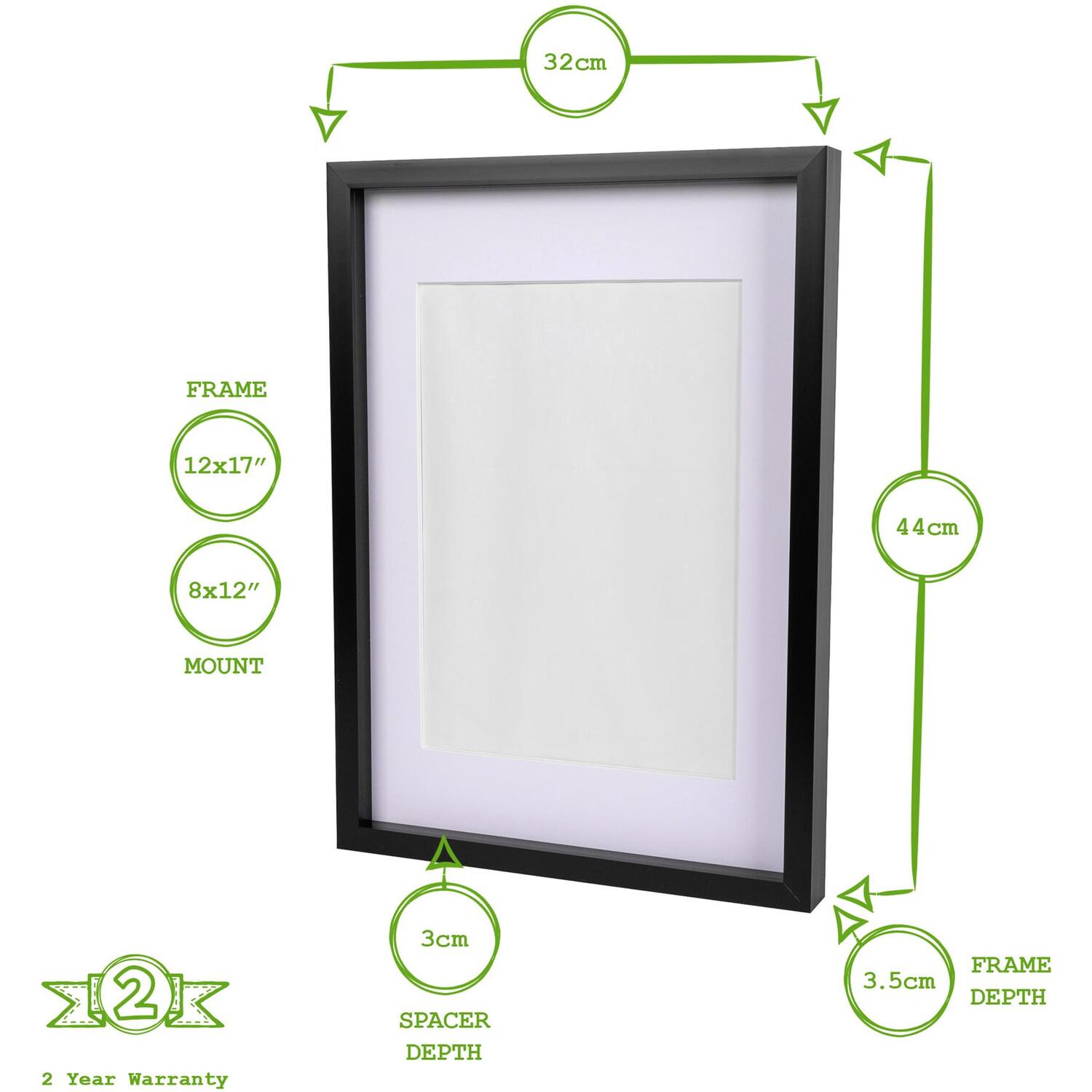 3D Box Photo Frames with A4 Mounts - A3 (12" x 17") - Pack of 2