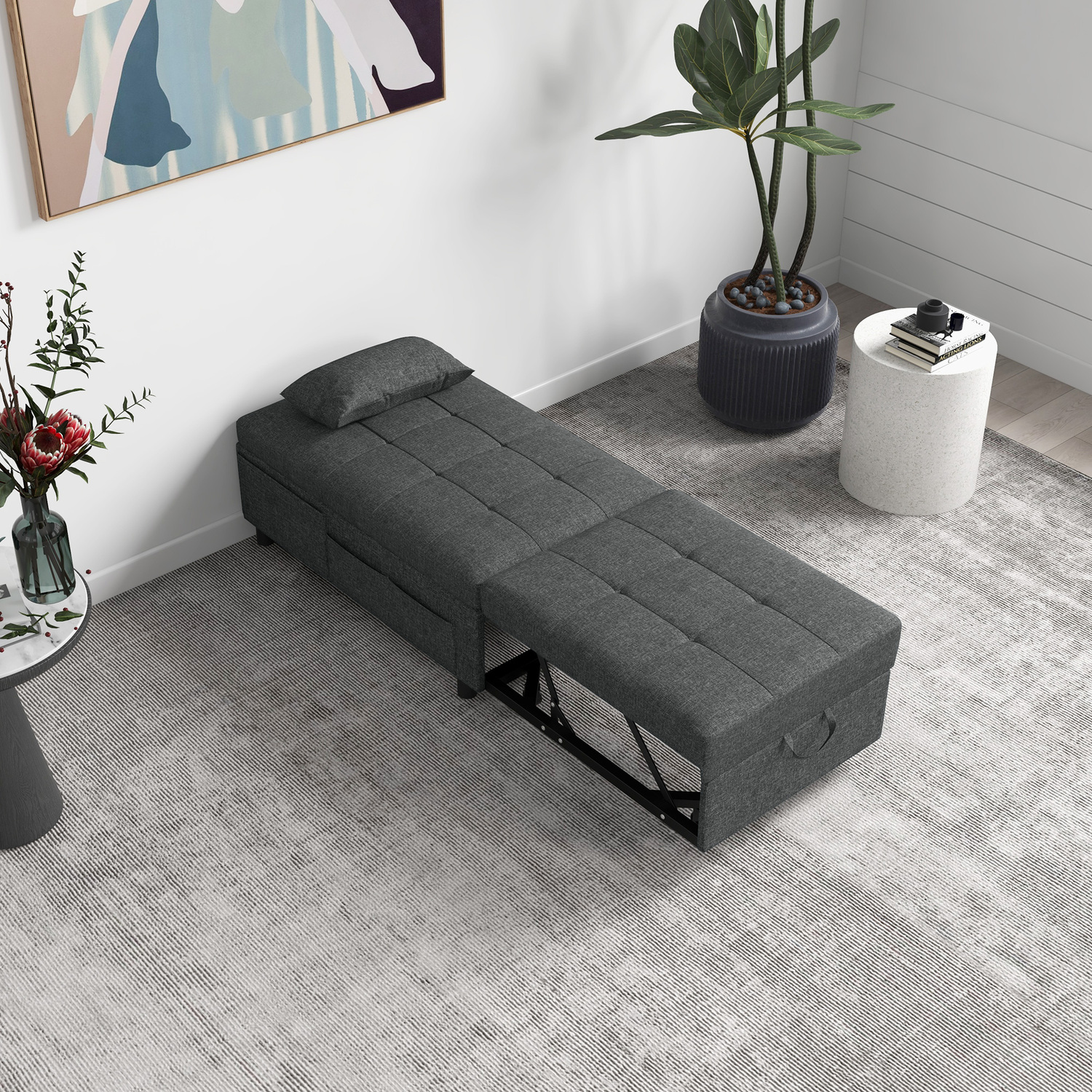 HOMCOM Folding Sofa Bed Adjustable Backrest Convertible Chair Bed