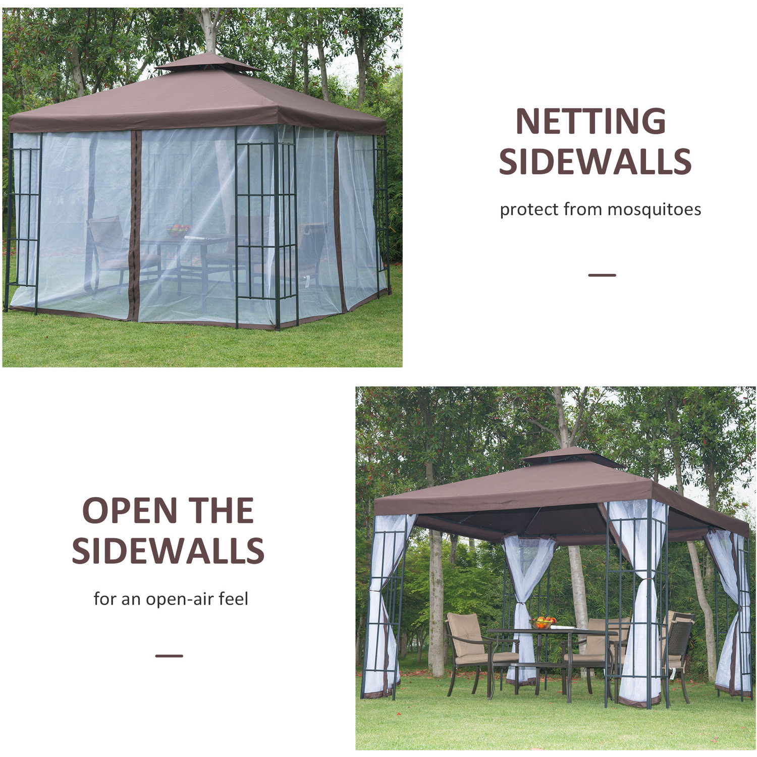 Party Tent Marquee Canopy with Mesh Sidewall