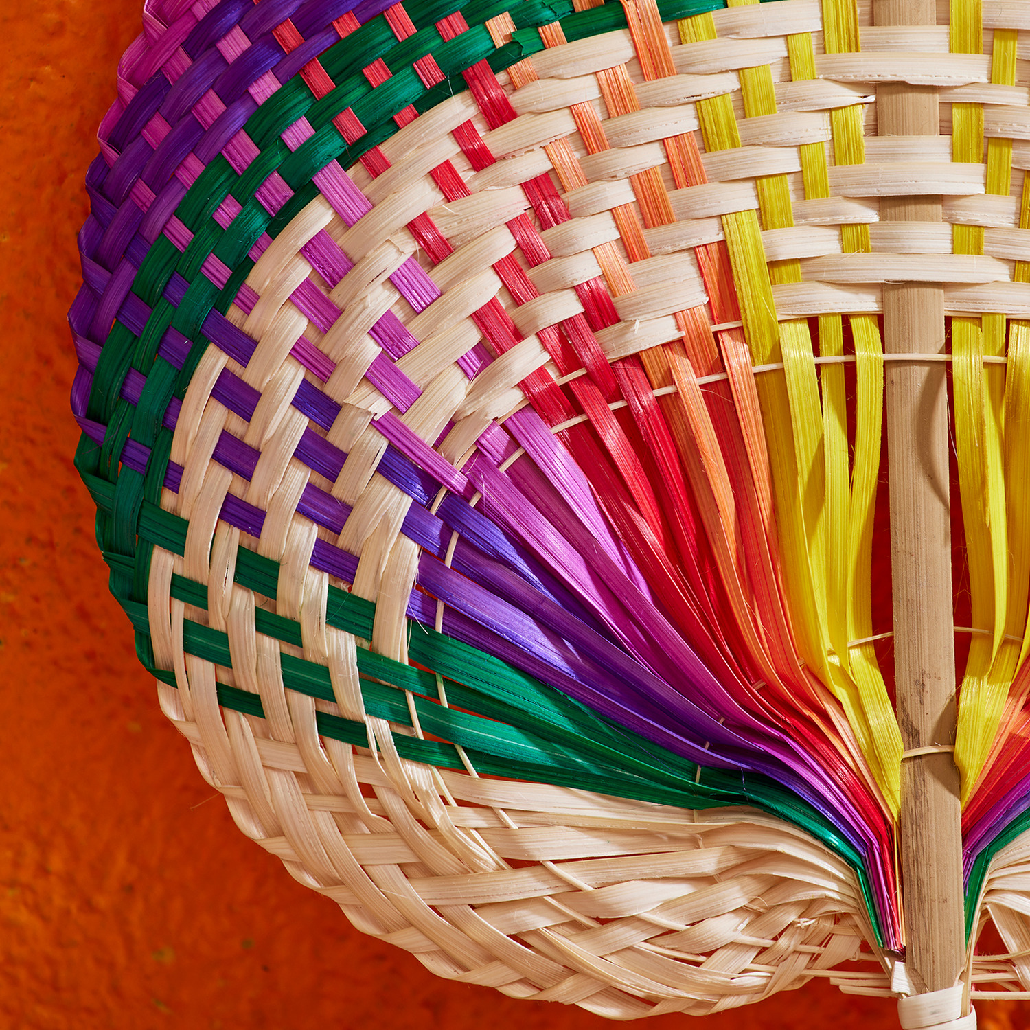 Bamboo Fan Rainbow Stripe
