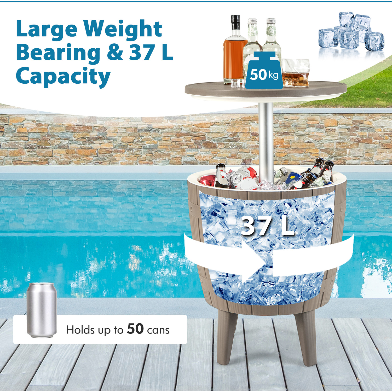 37L Cooler Bar Table Cooler Side Table