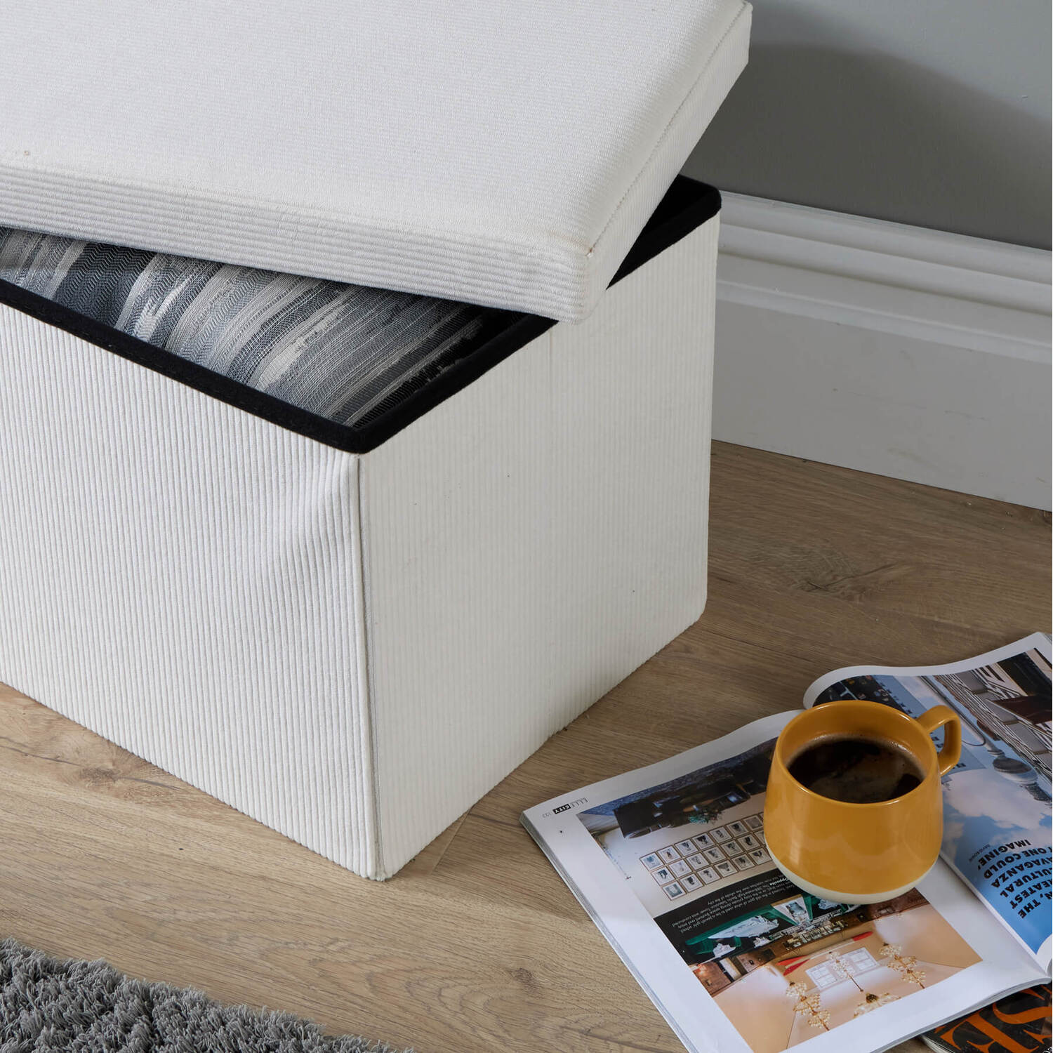 Rectangular Corduroy Folding Ottoman