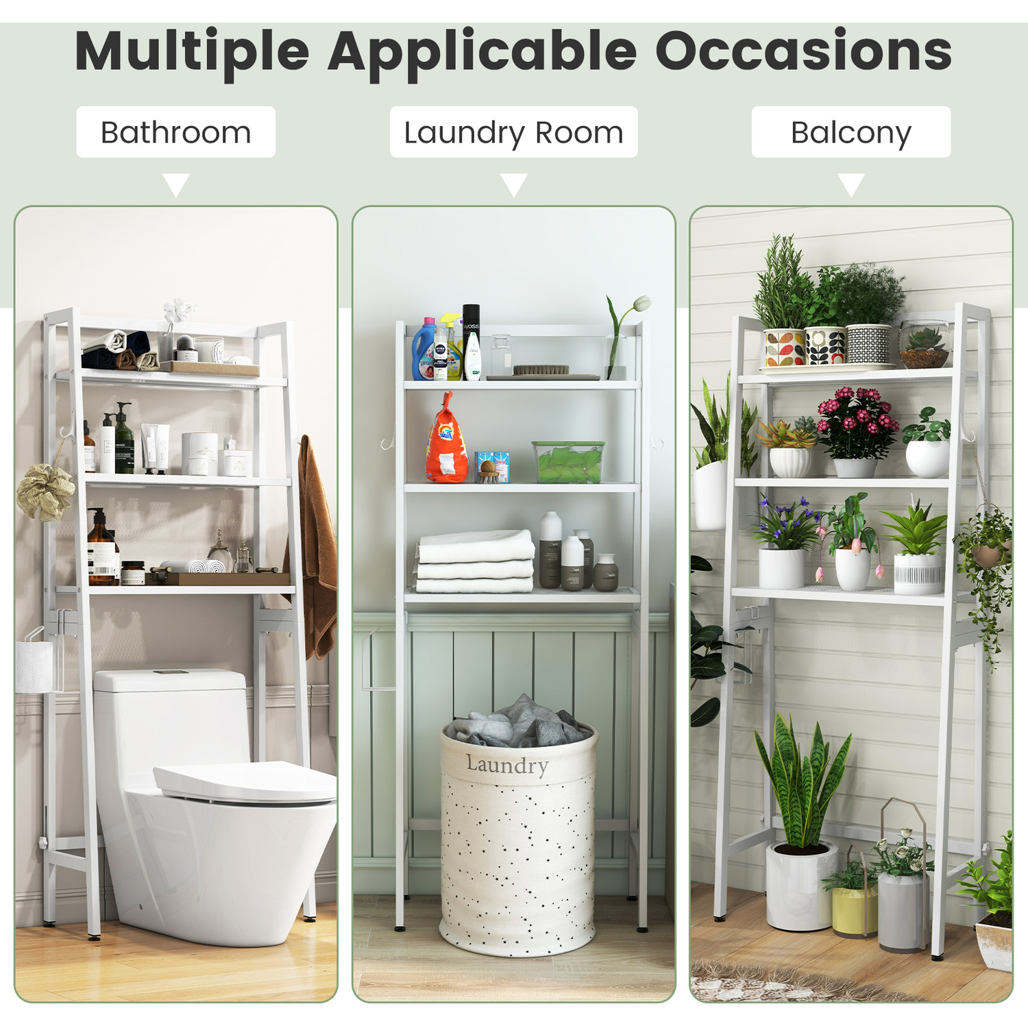 3-Tier Free Standing Above Toilet Rack Stand