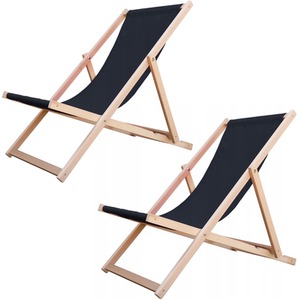 Traditional Folding Wooden Deck Chairs with Canvas Fabric