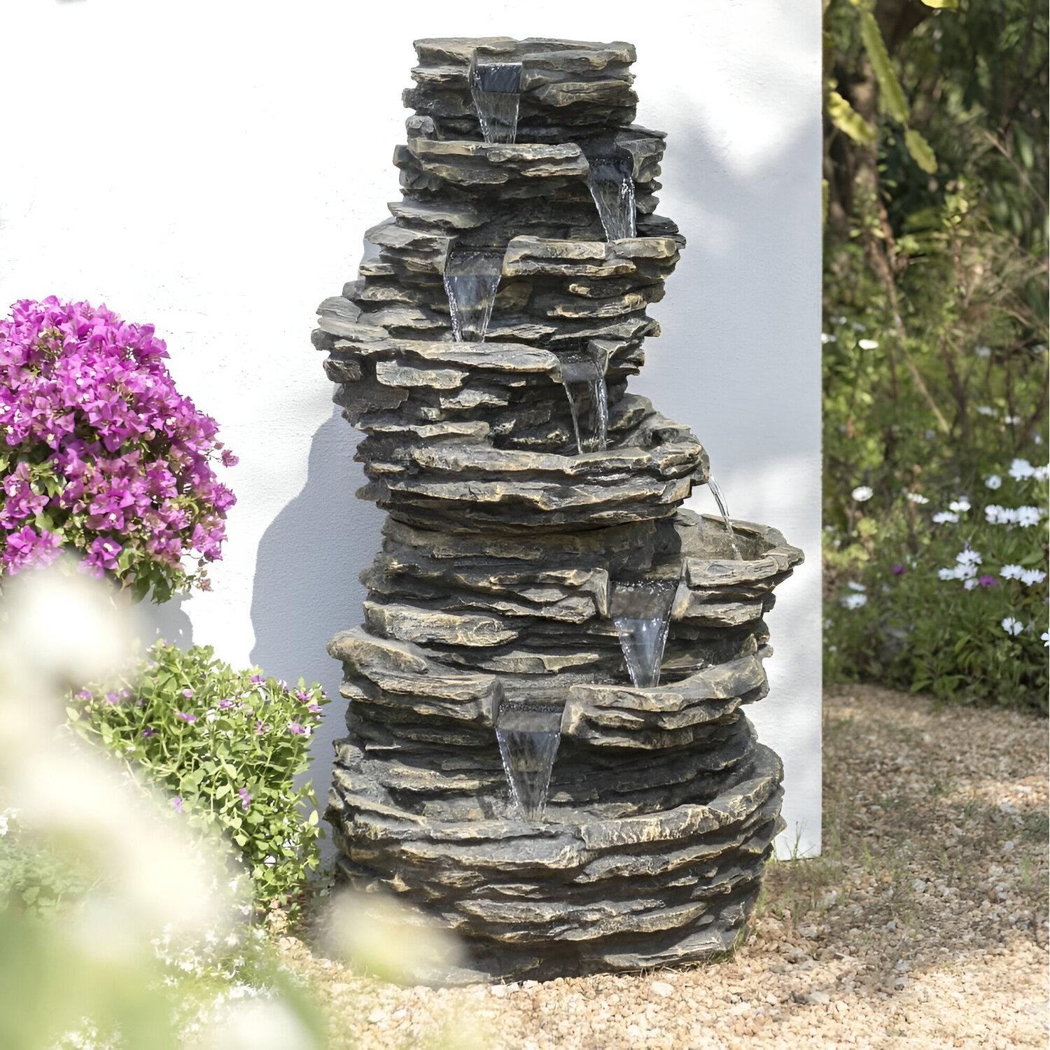 8 Tier Rock Pool Waterfall Water Feature with Halogen Lights