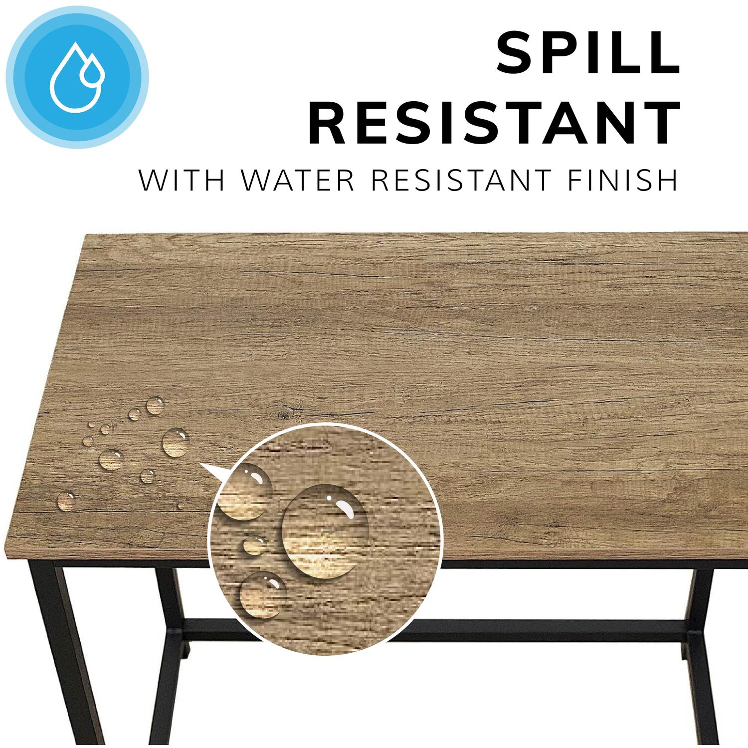 Large Computer Desk Rustic Light Brown Black Metal Frame