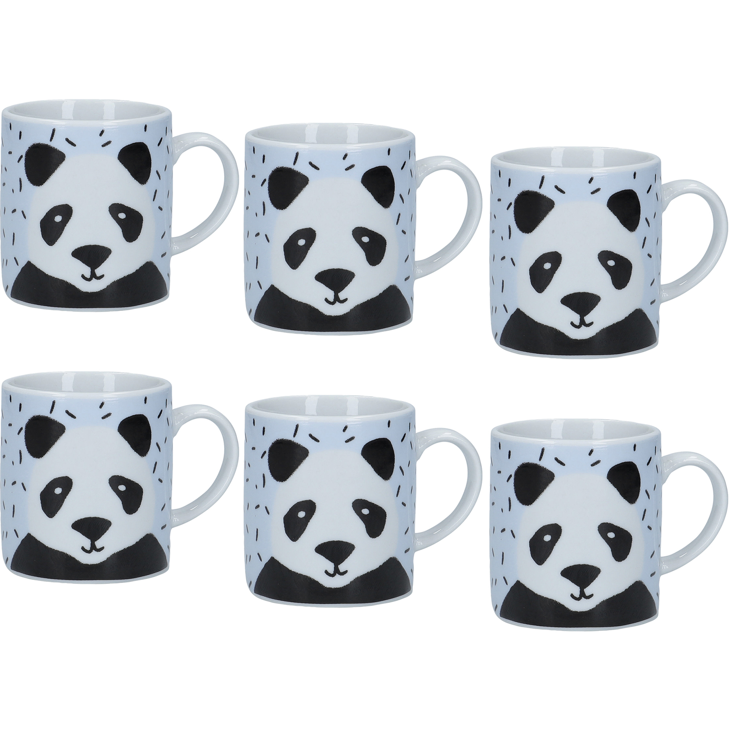 Set Of 6 Panda Espresso Cups