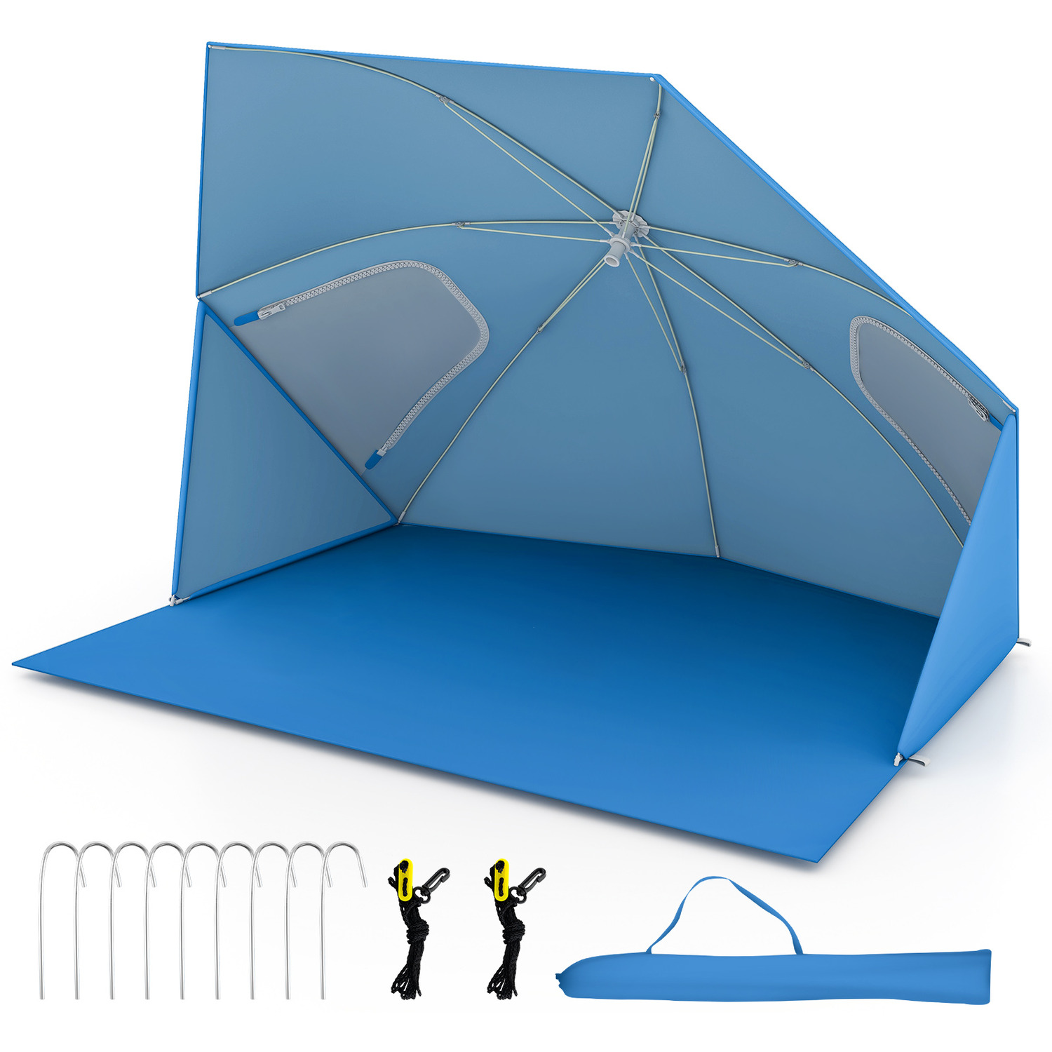 2-in-1 Sun Umbrella Convertible Beach Tent