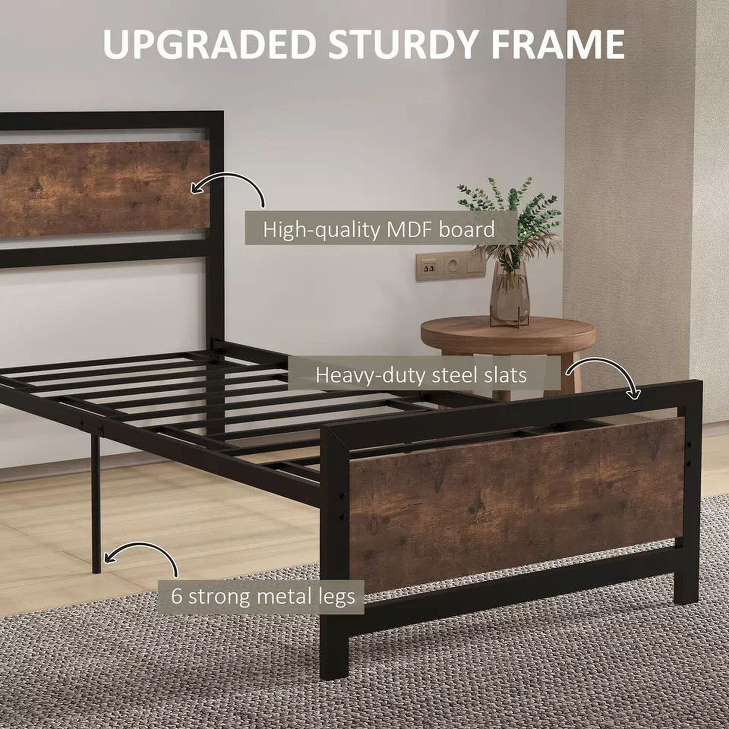 Single Size Metal Bed Frame Slat Support