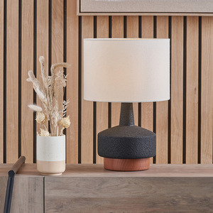 Wood Effect Textured Ceramic Table Lamp