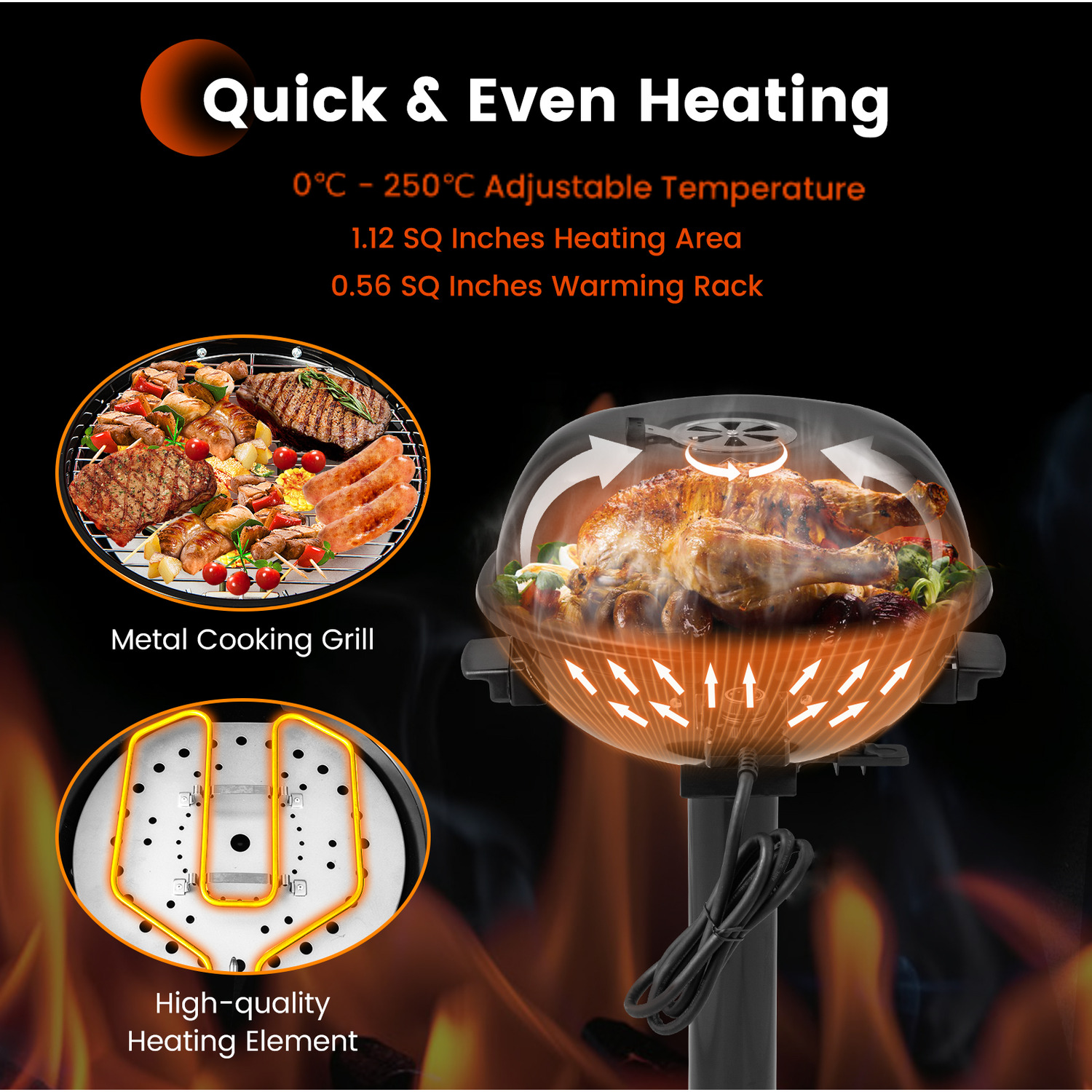Electric BBQ Grill Portable Standing Grill