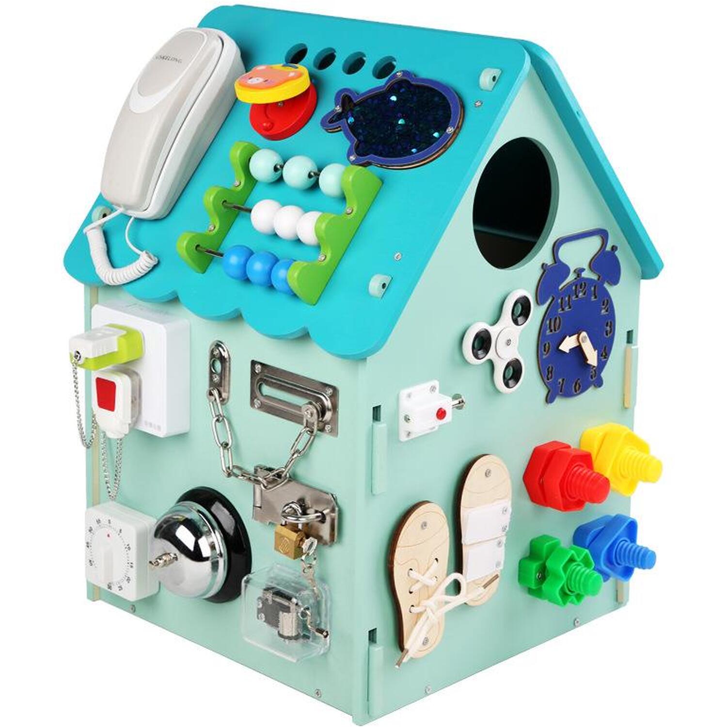 Montessori Large Wooden Busy House Educational Toy Sensory Motor Skill