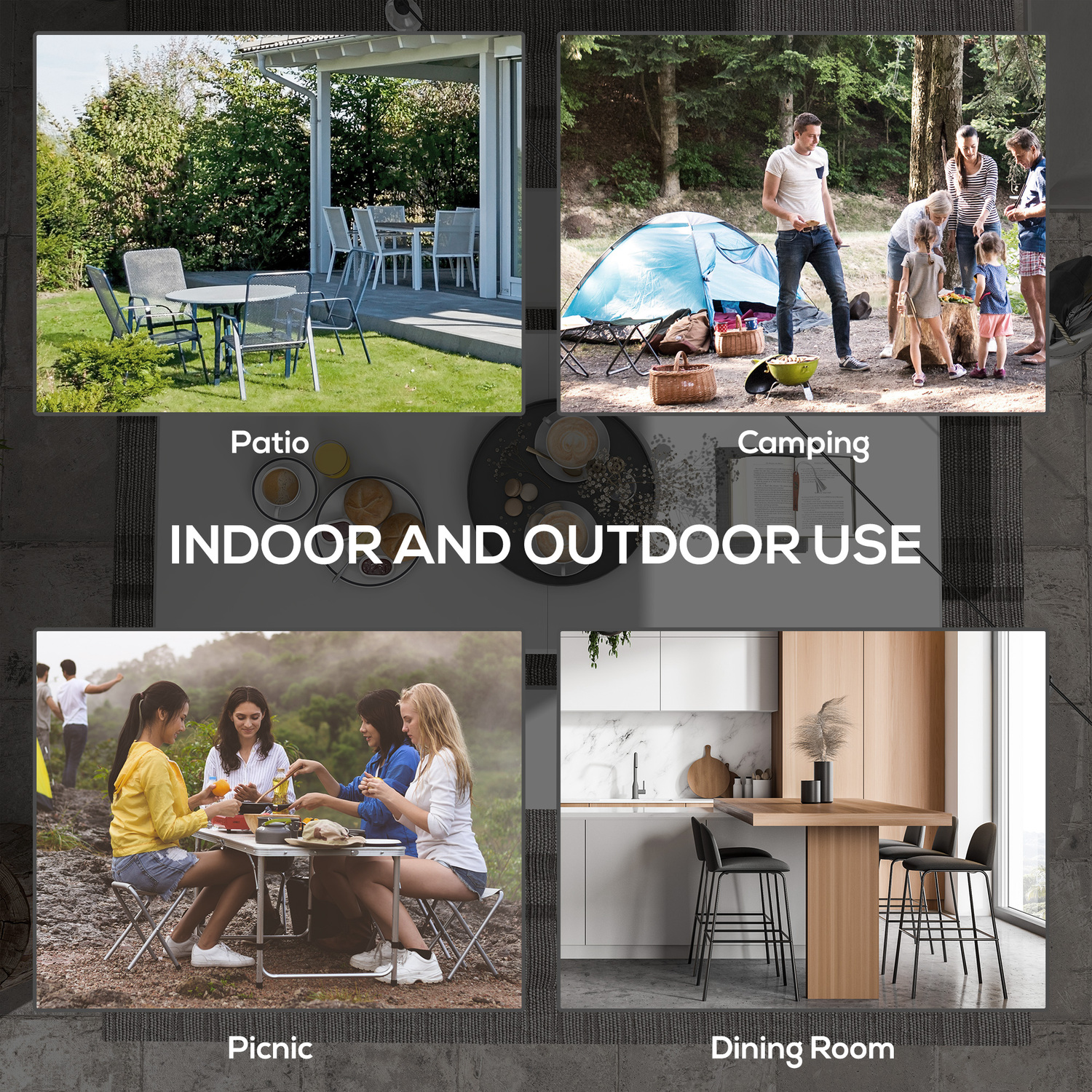 Outsunny Folding Garden Table