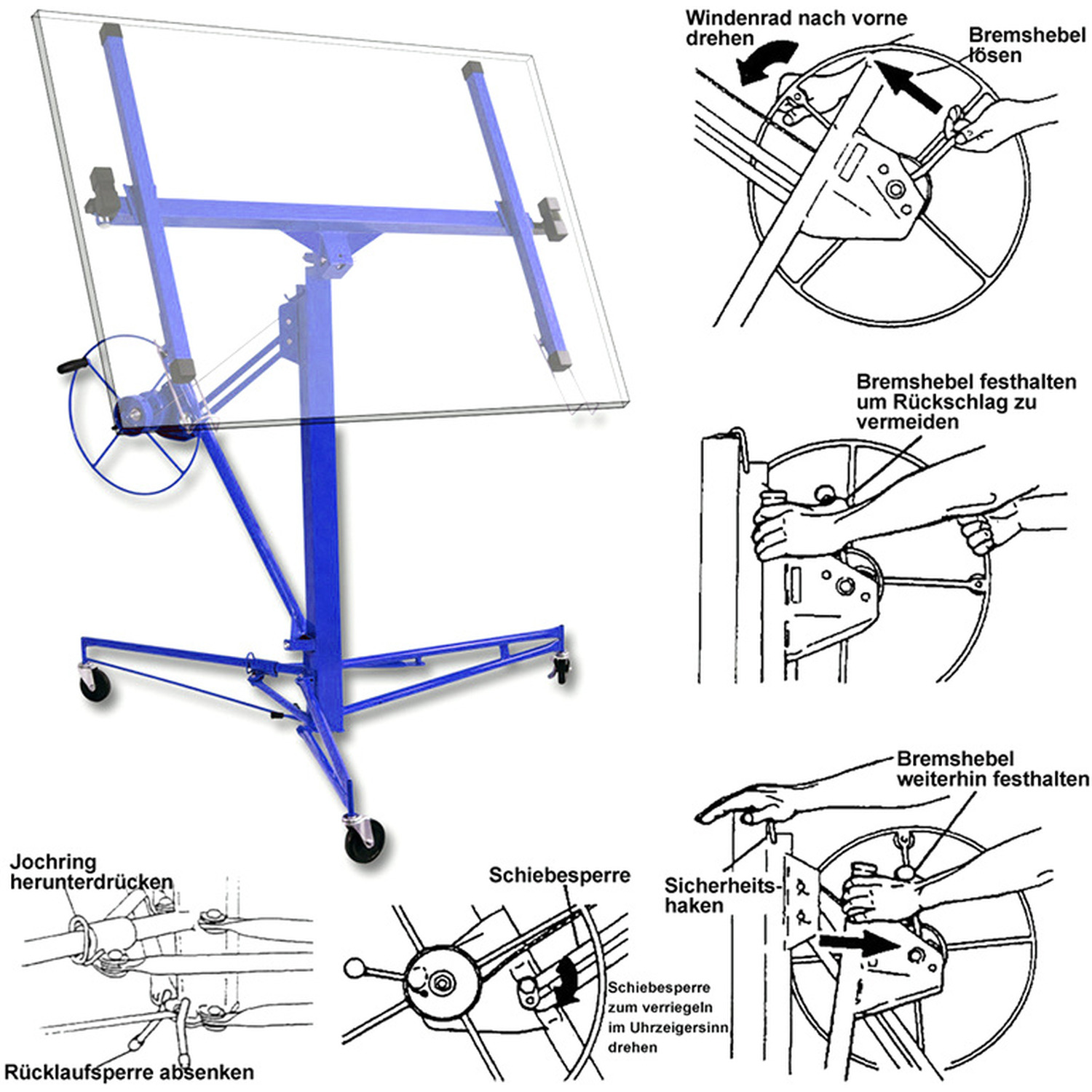 Movable 11FT Drywall Lifter Panel Hoist