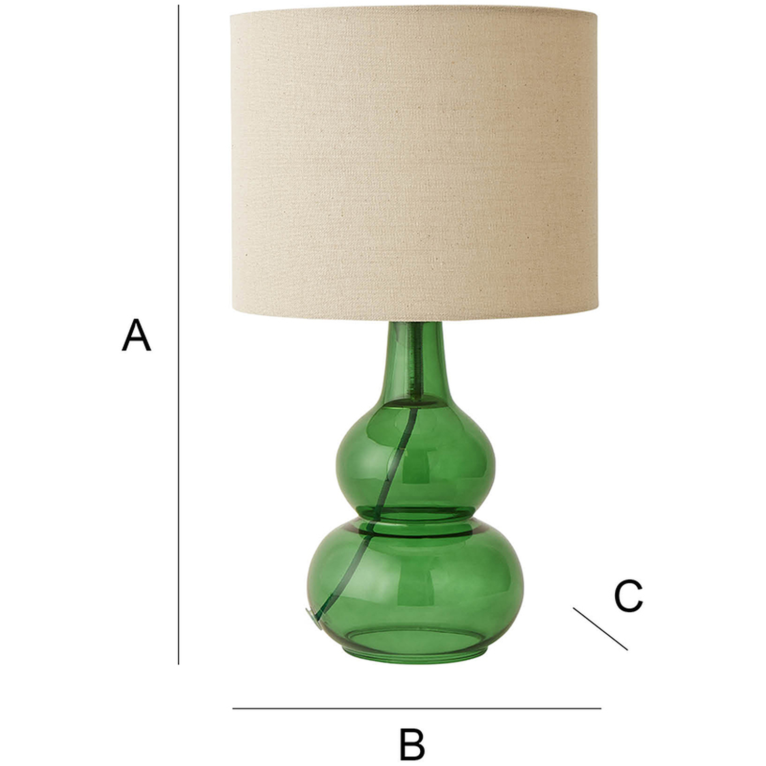 Aida Bubble Glass Table Lamp with Linen Shade and LED Bulb