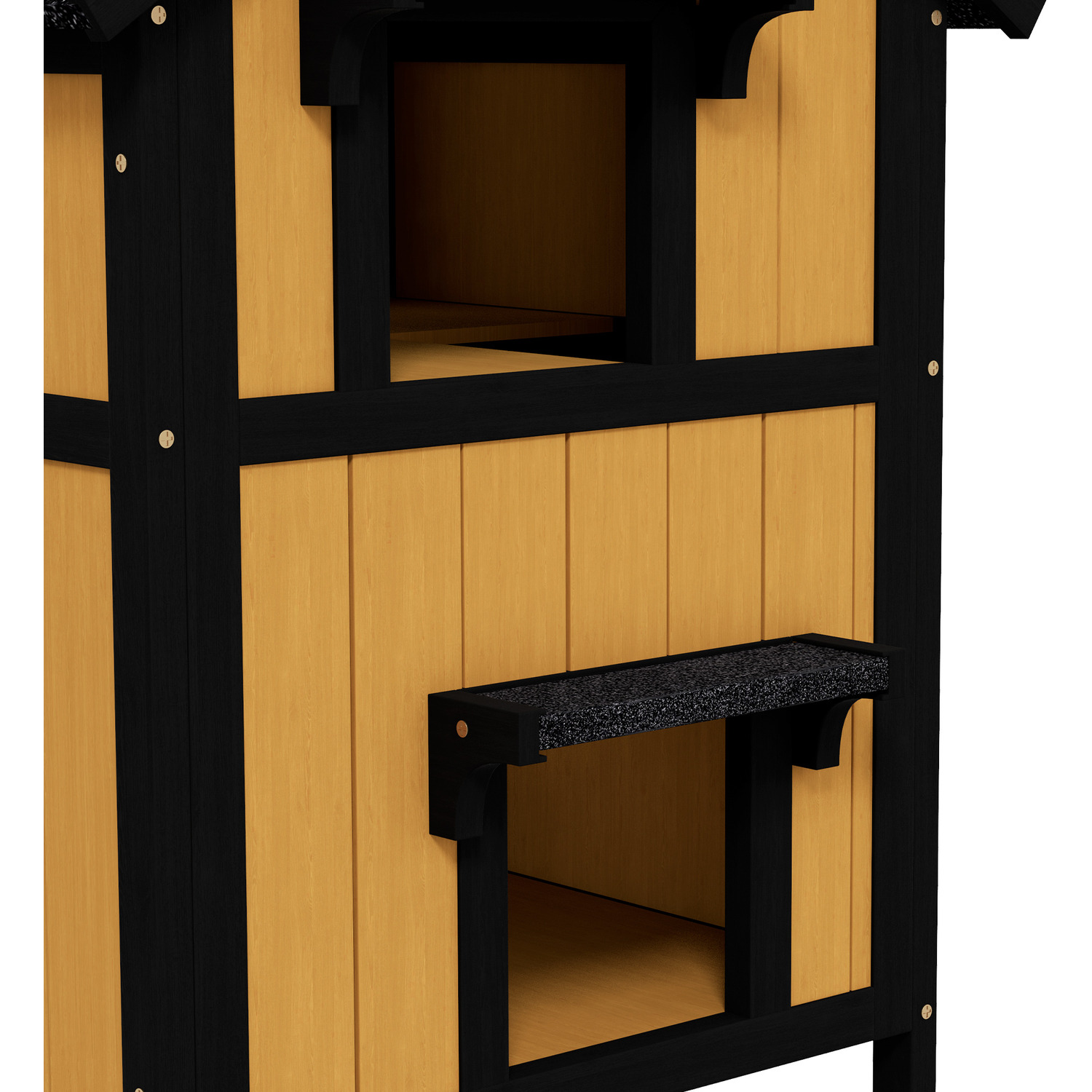 PawHut Wooden Outdoor Cat House with Flower Pot