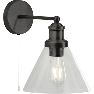 Pyramid Wall Light Black Metal and Glass