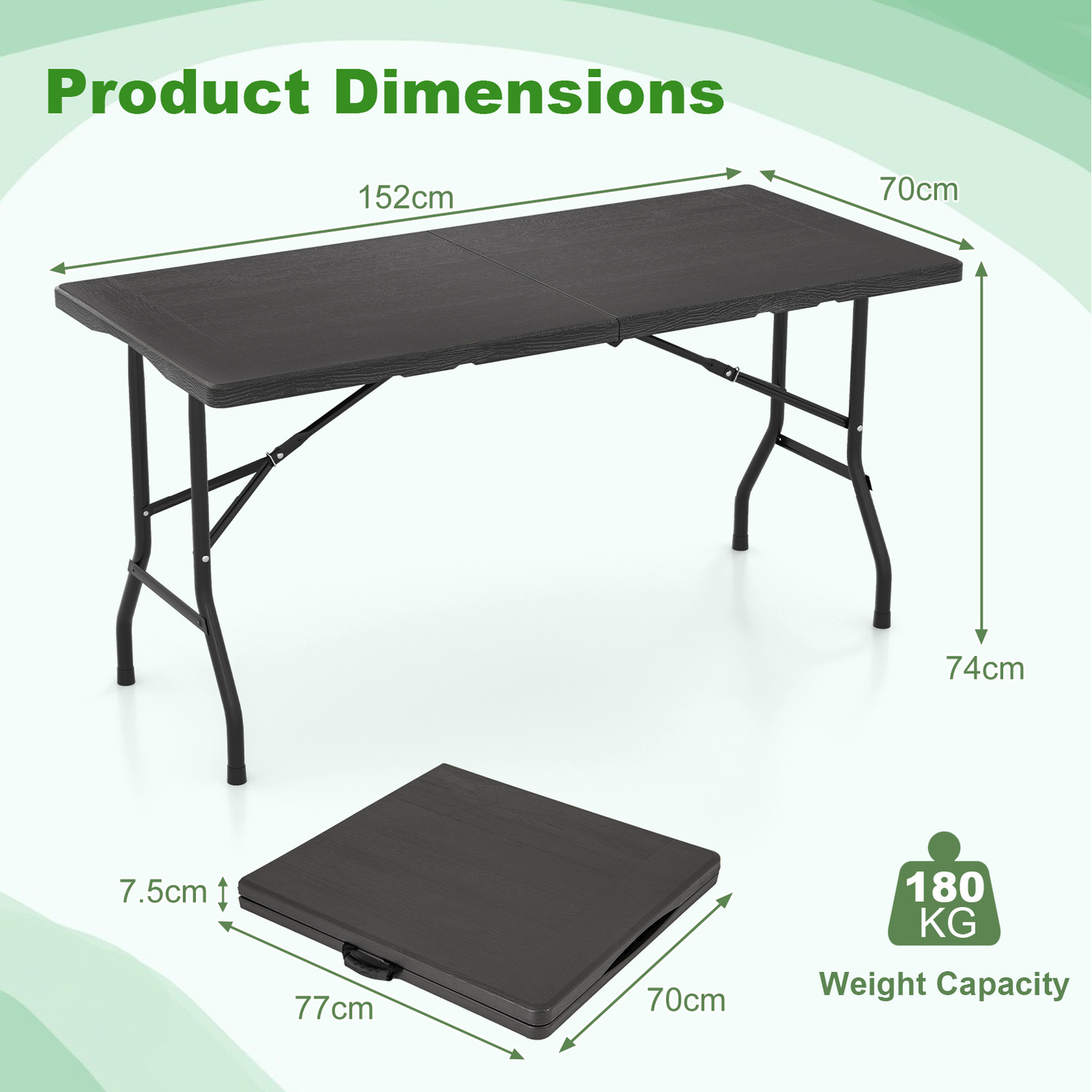 152 cm Portable Folding Picnic Table