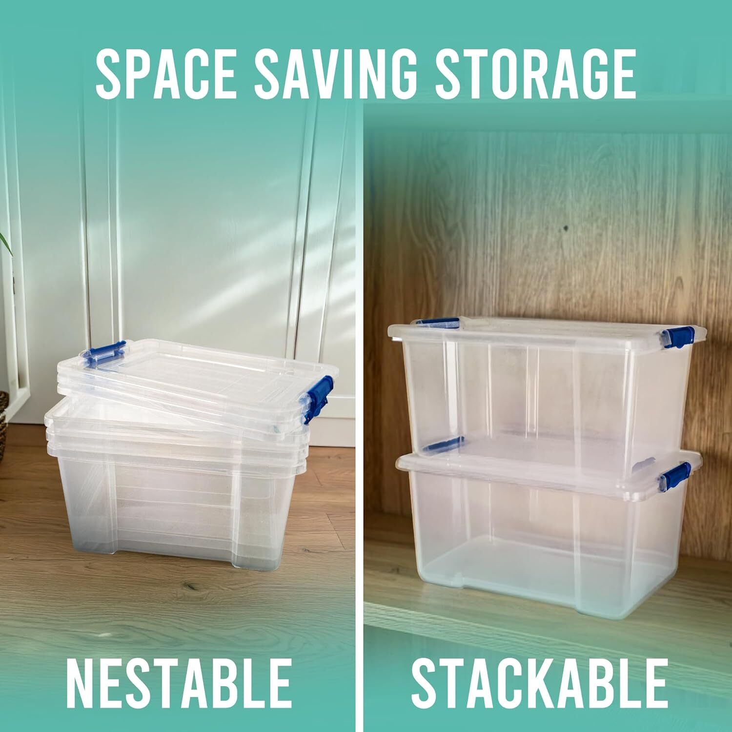 Clip Lock Clear Plastic Storage Boxes with Lids