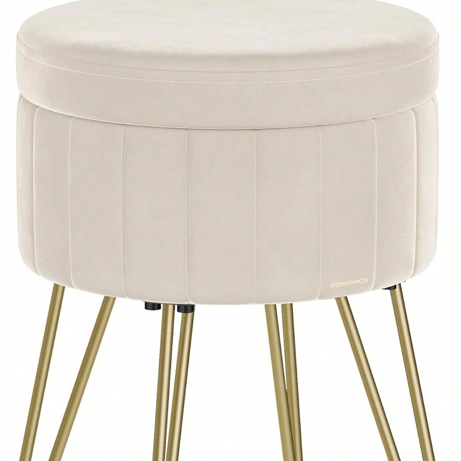 SONGMICS Velvet Storage Ottoman Stool