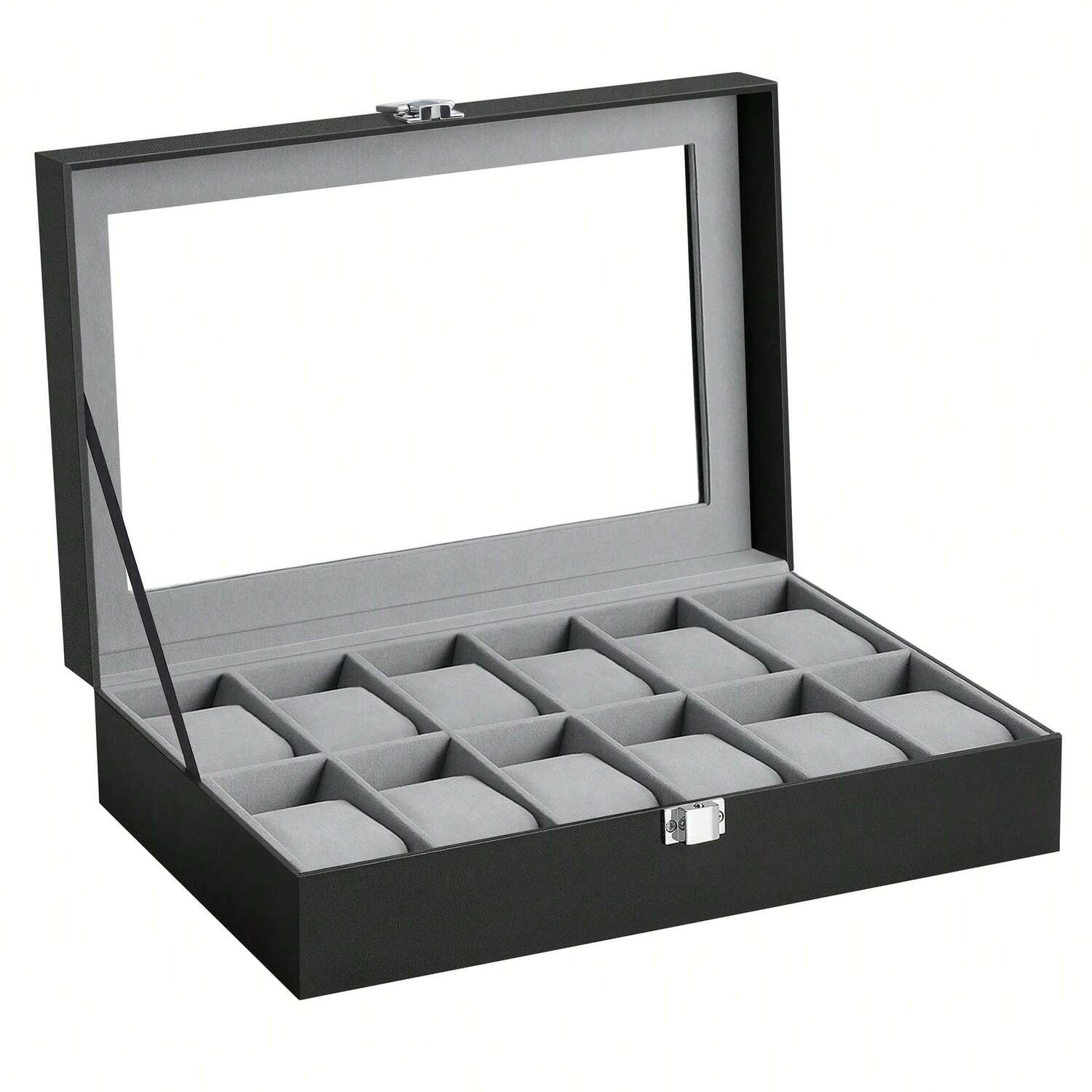 SONGMICS 12-Slot Watch Box Case with Glass Lid