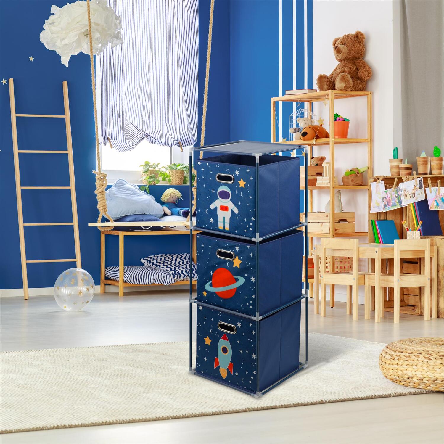 Set of 3 Kids Space Design Storage Cubes