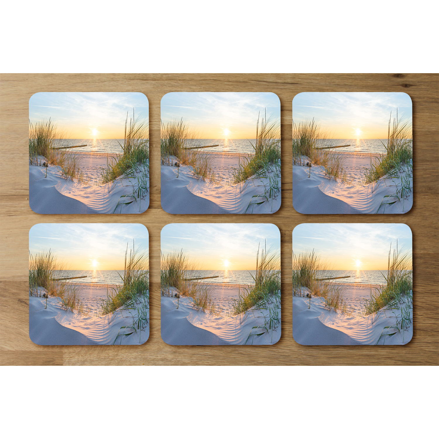 Sunset at the Baltic Sea Beach Designer Coaster Set