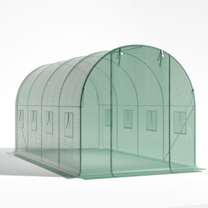 Green Outdoor Walk-in Tunnel Greenhouse with Steel Frame