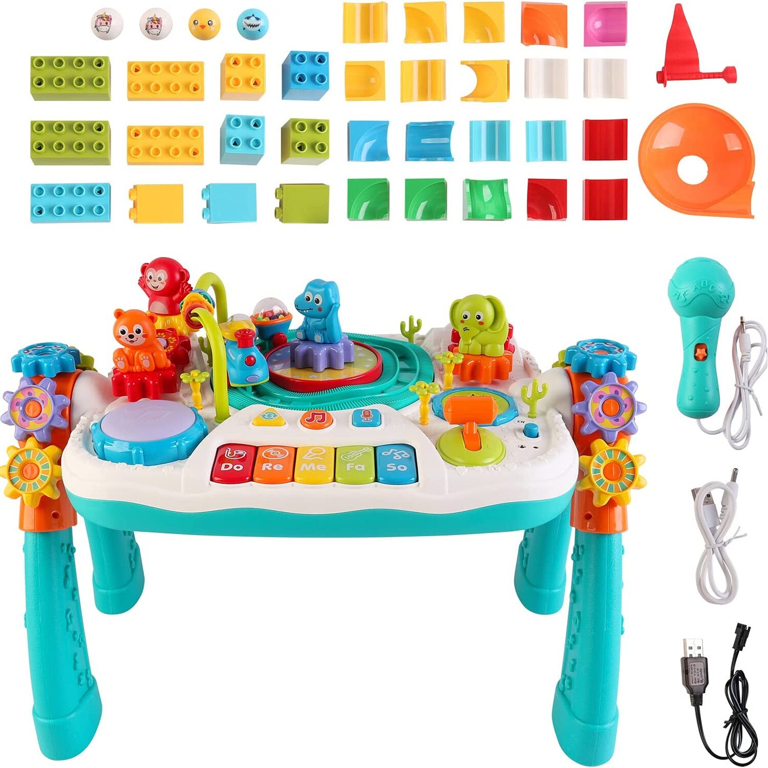 2 in 1 Multifunctional Bluetooth Learning Table and Building Blocks