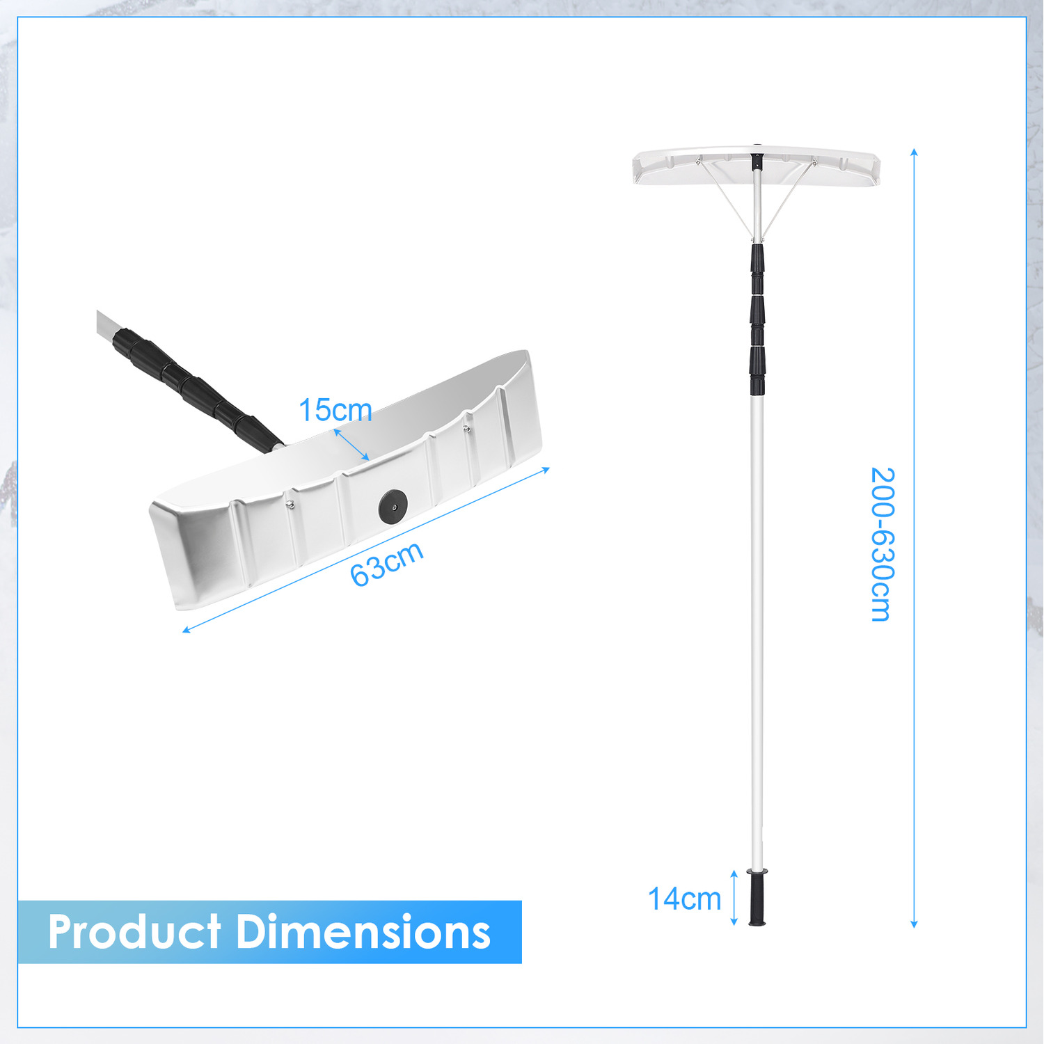 200cm-630cm Roof Cleaning Tool Telescoping Snow Removal Tool