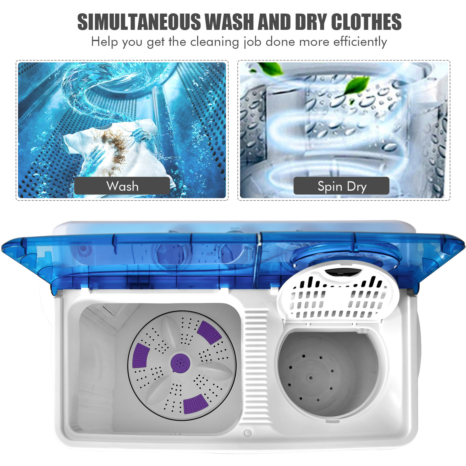 26lbs Semi-automatic Twin Tub Washing Machine-Blue