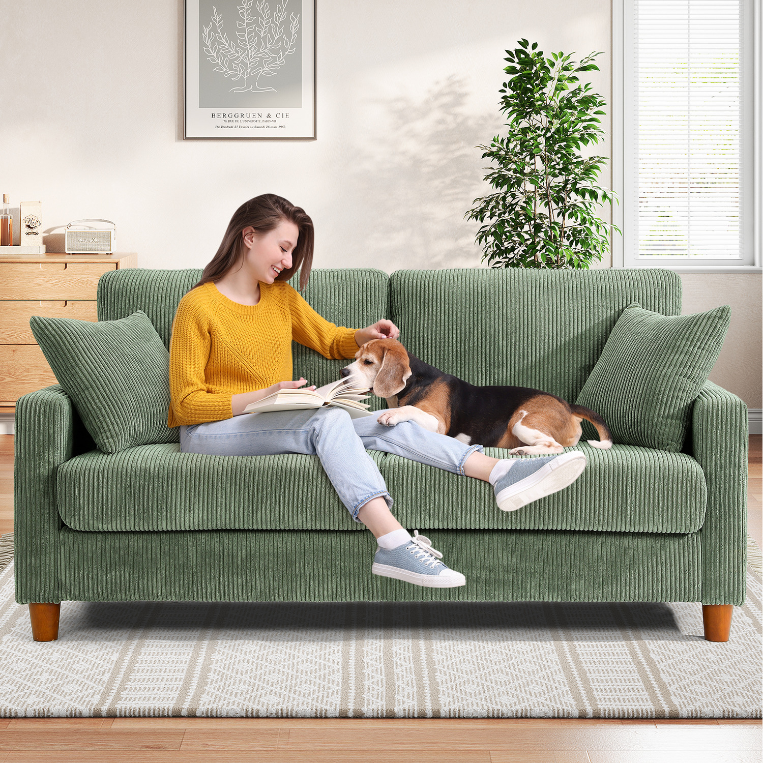 Corduroy 3 Seater Sofa