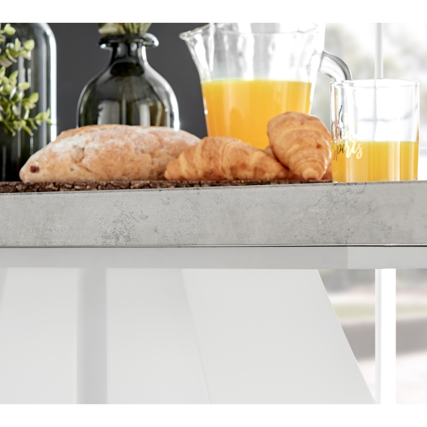 Athens Grey Concrete Kitchen Dining Table And 6 Murano Chairs