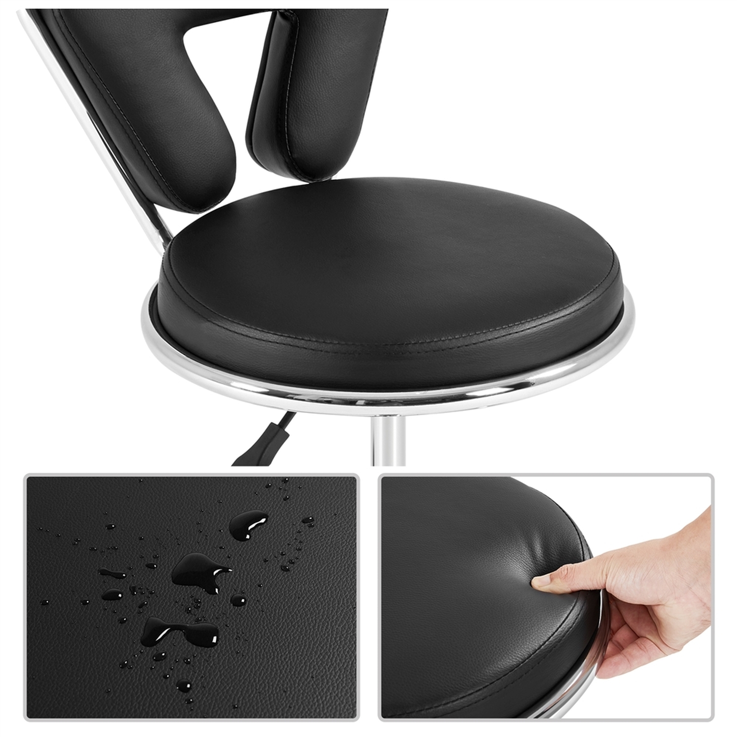 Adjustable Salon Stool with Backrest and Wheels