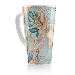 Pink Tropical Flowers Latte Mug